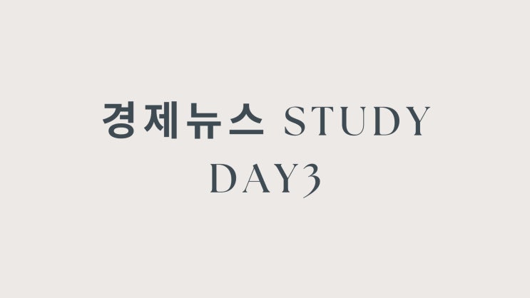 경제뉴스 STUDY DAY3