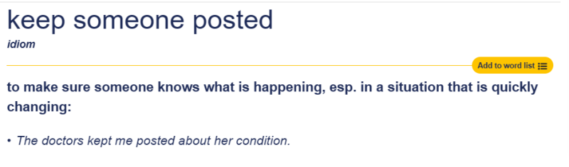[진행 상황 알려줘 영어로 표현하기] 계속 업데이트 해줘, 변경사항 알려줘 등 영어로 : 네이버 블로그