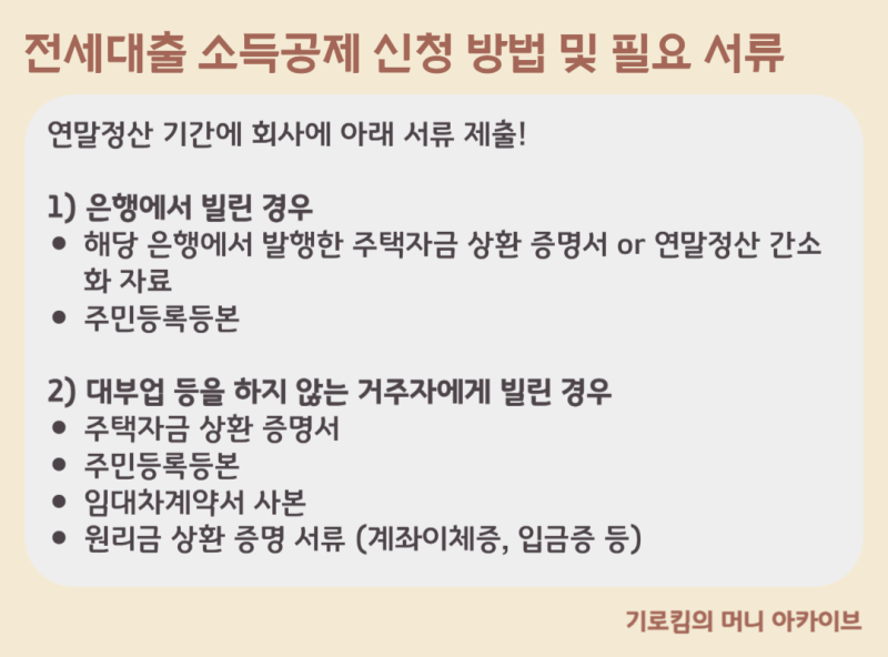 연말정산 전세대출 소득공제 조건 한도 신청방법 네이버 블로그