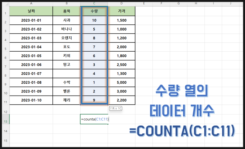 엑셀 카운트 count 함수, 셀 개수 세기 counta, countblank,countifs 갯수 수식 총정리 : 네이버 블로그