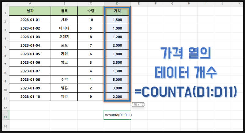 엑셀 카운트 count 함수, 셀 개수 세기 counta, countblank,countifs 갯수 수식 총정리 : 네이버 블로그
