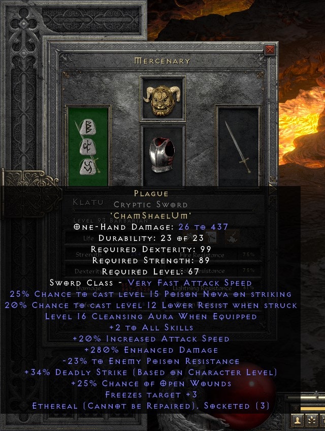 Diablo2 Diablo Ii Resurrected 디아 2 디아블로2 레저렉션 화염 소서 엑트 5용병 역병 옵션 세팅