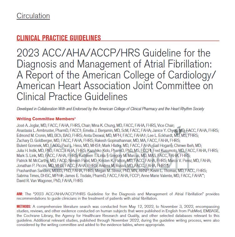 심방세동 관리에 대한 개정된 가이드라인 : 2023 ACC/AHA/ACCP/HRS Guideline : 네이버 블로그