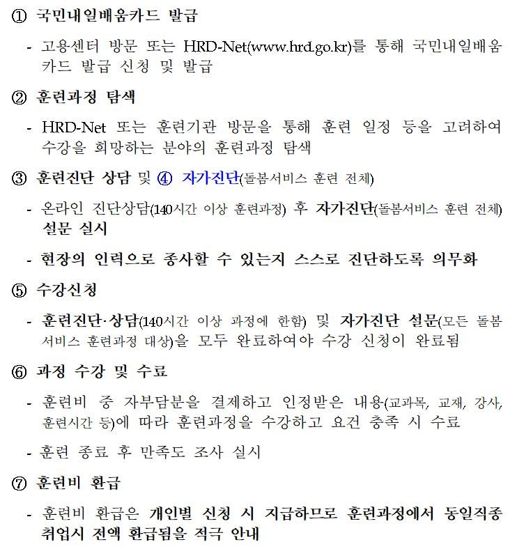 다산마음 요양보호사 교육원 2024년 요양보호사 교육비 변경 사항 수강료 학원비 비용 국비 지원 내일배움카드