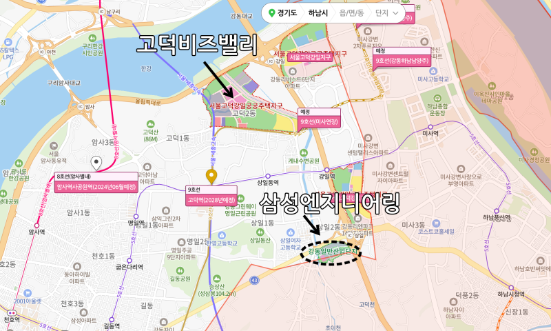 강동구소식 Gtx D 강동 5호선 직결화 고덕비즈밸리 올림픽파크포레온 입주 네이버 블로그