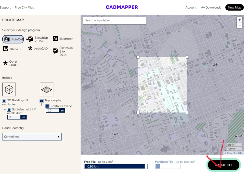 [캐드, 스케치업, 엔스케이프, 일러스트 콘타/지도/지형 모델링 팁] 'CADMAPPER' 한국지도 지원하고 캐드, 스케치업 ...