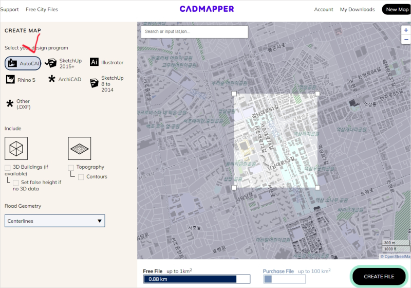[캐드, 스케치업, 엔스케이프, 일러스트 콘타/지도/지형 모델링 팁] 'CADMAPPER' 한국지도 지원하고 캐드, 스케치업 ...