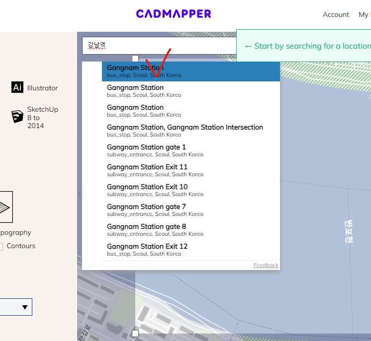 [캐드, 스케치업, 엔스케이프, 일러스트 콘타/지도/지형 모델링 팁] 'CADMAPPER' 한국지도 지원하고 캐드, 스케치업 ...