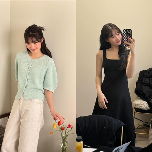 정채연 인스타그램 패션 속 여자 봄 옷 코디 온앤온 반팔 가디건 티셔츠 원피스 자켓 참고 네이버 블로그