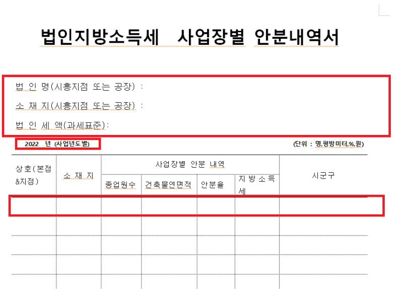 지방세법 법인 지방 소득세 안분계산 주의사항 및 수정신고 네이버 블로그