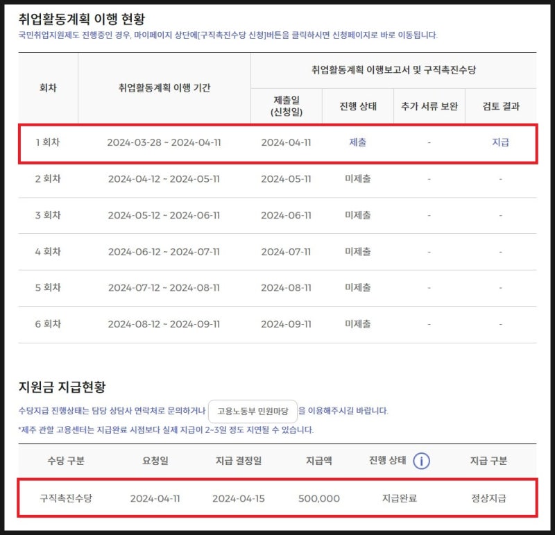 2024년 국민취업지원제도 1유형 취업활동계획iap 수립 및 1차 구직촉진수당 신청 지급 네이버 블로그