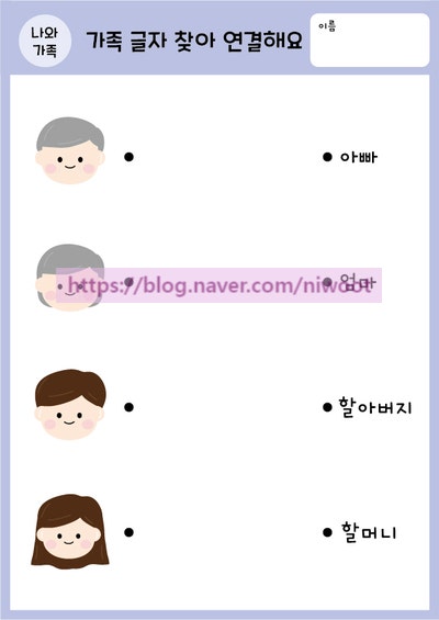 니우쌤 나와 가족 활동지 모음 네이버 블로그