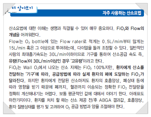 산소치료(O2 theraphy)에서 유속/유량(Flow)와 흡입산소농도(FiO2) 개념이해하기 (+ 기존 산소공급도구, 산소수가 ...
