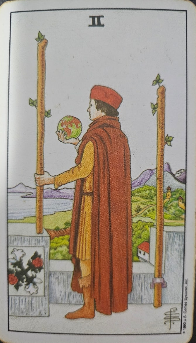 타로 마이너카드 완드 2번 Two Of Wands 코트카드 배우기 네이버 블로그