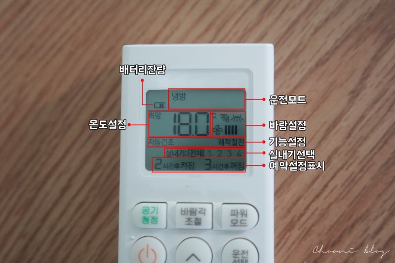 Lg 휘센 시스템에어컨 1way 무선 리모컨 사용법 총정리 네이버 블로그