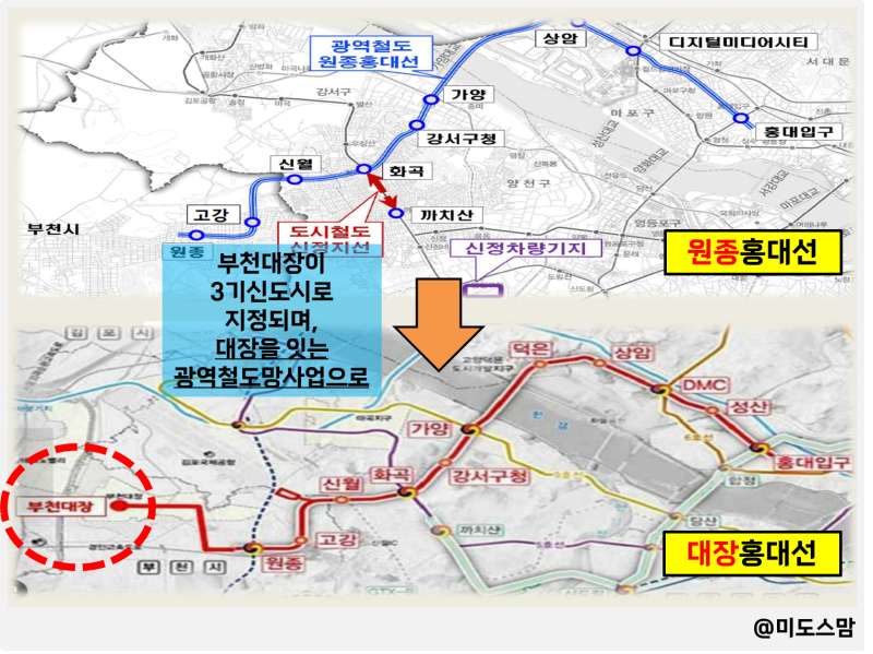 대장홍대선 민투심 통과 노선도 정거장 위치 개통시기 수혜입지 네이버 블로그