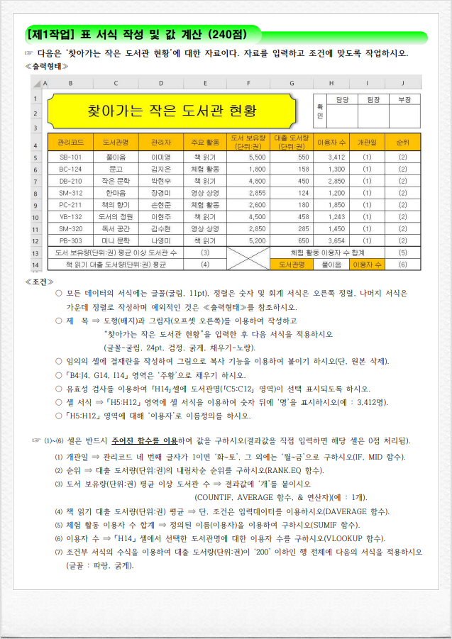 ITQ자격증 - ITQ엑셀 A형 2024년 05월 11일 기출문제 풀이(2021버전) : 네이버 블로그