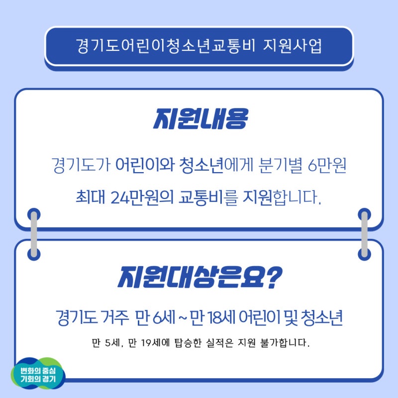 만 6세부터 18세까지 경기도어린이청소년교통비 지원 네이버 블로그