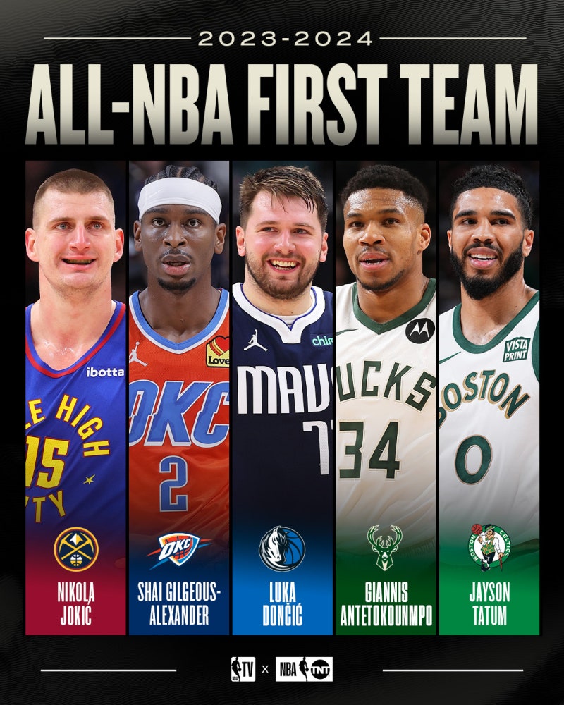 역대 All NBA First Team에 가장 많이 선정된 레전드 선수는 누구?(feat. 2023~24시즌 올NBA퍼스트팀 ...