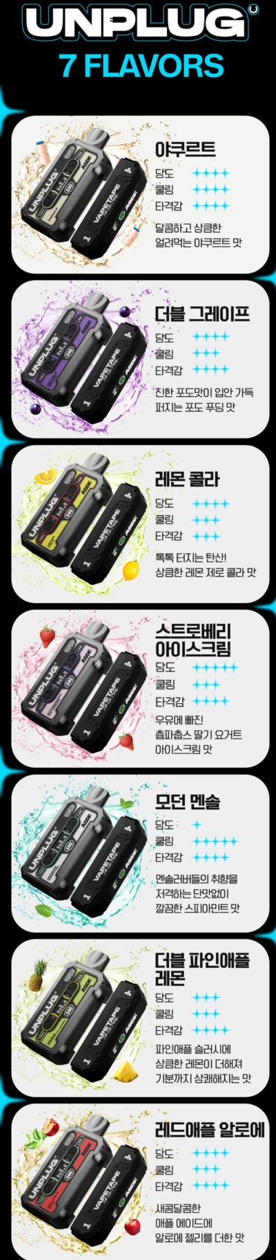 [ASDF.] "베이프테이프 언플러그" / ASDF KOREA VAPETAPE "UNPLUG" 대용량 일회용 전자담배 12000 ...