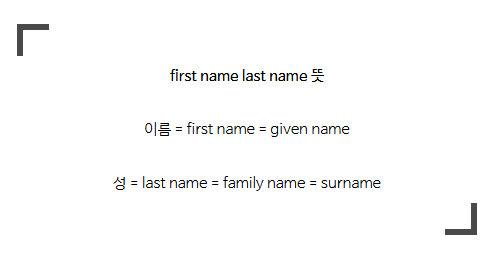 first name last name 뜻 여권 영어 이름 성 순서 표기법 정리 : 네이버 블로그