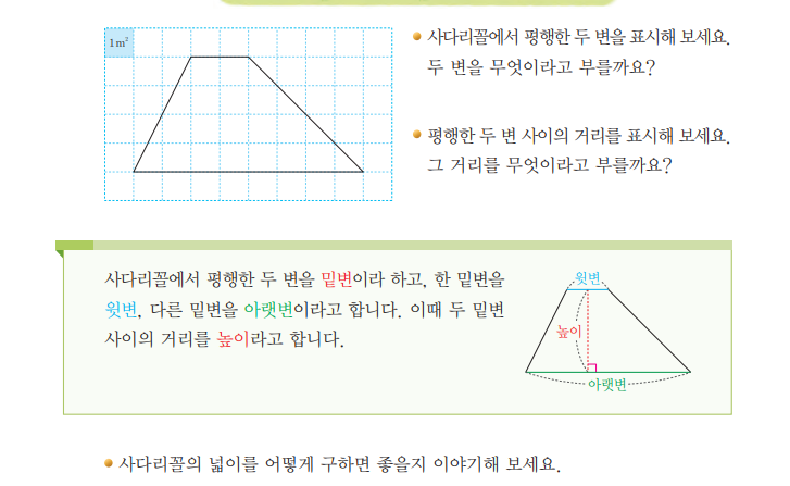 사다리꼴 넓이 공식 높이 구하기 초등 5학년 수학 ft. 평행사변형 : 네이버 블로그