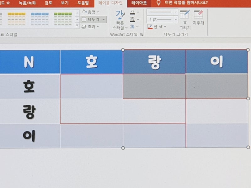 파워포인트 표 테두리 색 변경하는 방법 네이버 블로그