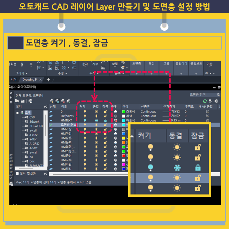 오토캐드 Cad 레이어 Layer 만들기 및 도면층 설정 방법 네이버 블로그