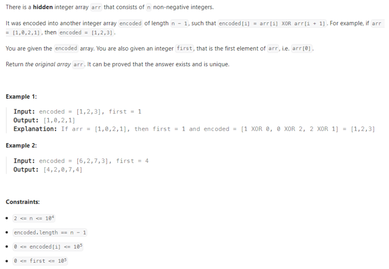 JAVA_LeetCode 1720_Decode XORed Array : 네이버 블로그