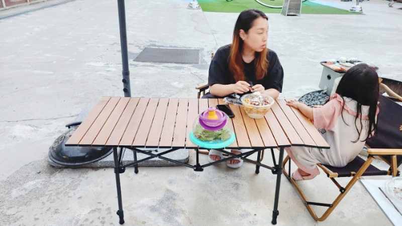 캠핑용 롤테이블 추천 경량 접이식 롤링 테이블 일백 우드테이블 네이버 블로그