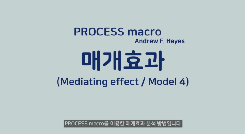 PROCESS macro / Model 4(매개효과) / 프로세스 매크로 / Mediating Effect / 간접효과 ...