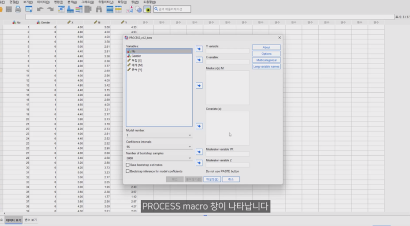 PROCESS macro / Model 4(매개효과) / 프로세스 매크로 / Mediating Effect / 간접효과 ...