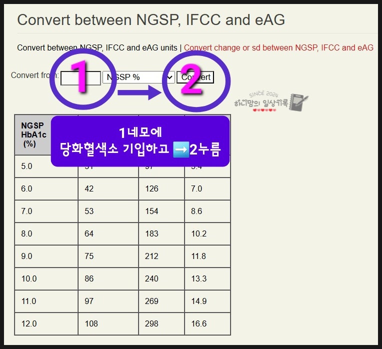 당화혈색소로 평균 혈당 계산하기 당뇨 검사 결과지 HbA1c NGSP IFCC eAG : 네이버 블로그