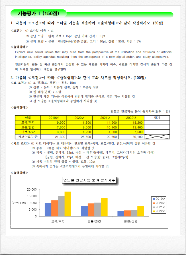 ITQ자격증 - ITQ한글 A형 2024년 07월 13일 기출문제 풀이(2020버전) : 네이버 블로그