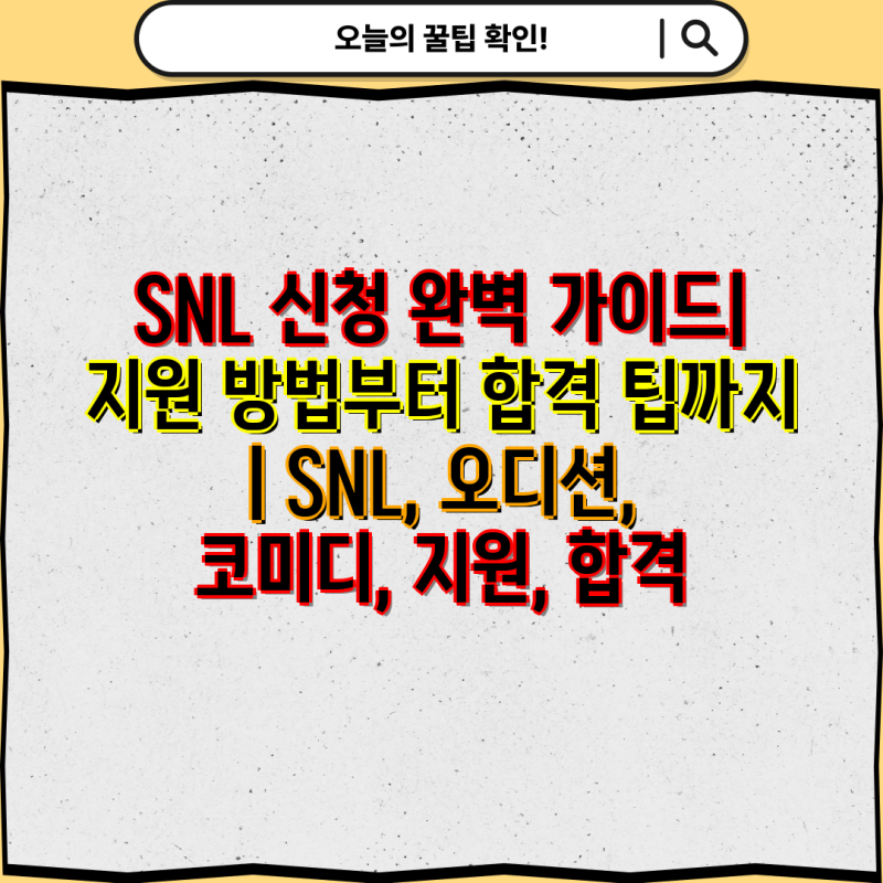 SNL 신청 완벽 가이드| 지원 방법부터 합격 팁까지 | SNL, 오디션, 코미디, 지원, 합격 : 네이버 블로그