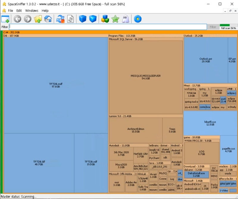 내 PC 공간 관리, 세 가지 툴로 끝낸다 Windirstat TreeSize SpaceSniffer : 네이버 블로그