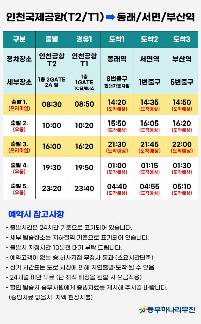 동부하나리무진 부산 인천공항 리무진버스 여행 요금 시간표24 8월 최신 업데이트 네이버 블로그