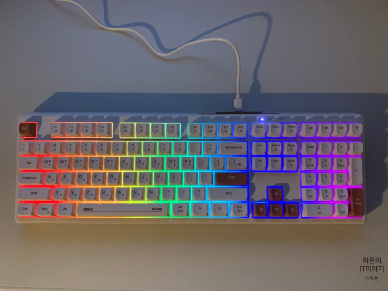 앱코 MK108 저소음 멤브레인 108키 키보드 오트밀 내돈내산 후기 : 네이버 블로그