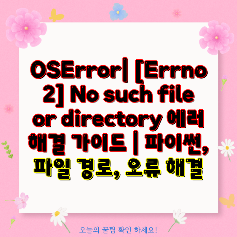 OSError| [Errno 2] No such file or directory 에러 해결 가이드 | 파이썬, 파일 경로, 오류 ...