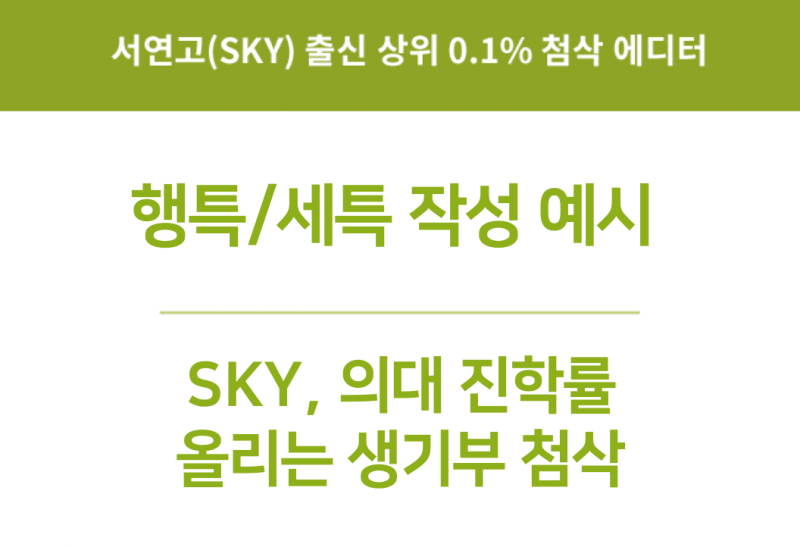 서연고 합격하고 싶다면 꼭 봐야할 생기부 행특 세특 예시 및 가이드 라인 네이버 블로그