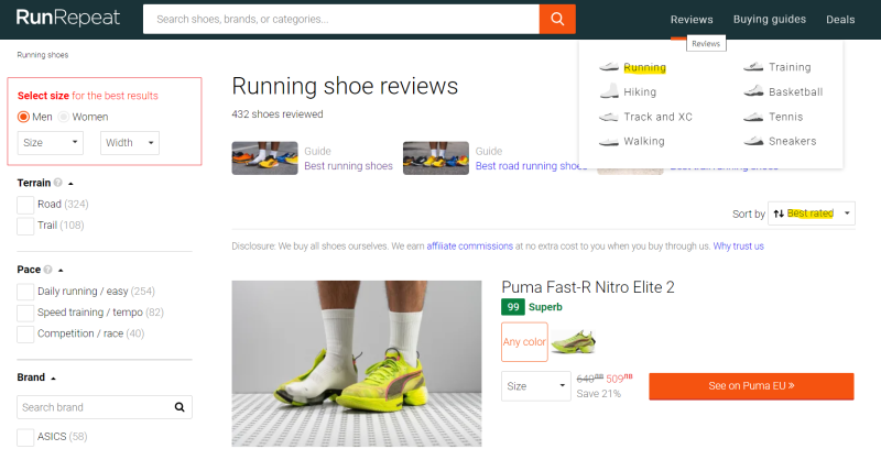 러닝화 구매시 참고할 해외 리뷰 사이트 2곳 runningshoesguru,runrepeat : 네이버 블로그