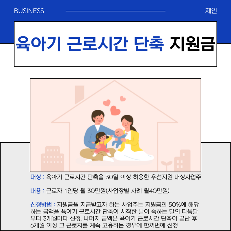 사업주가 신청하는 출산 육아기 고용안정 장려금육아휴직 지원금 육아기 근로시간 단축 지원금 대체인력 지원금 네이버 블로그