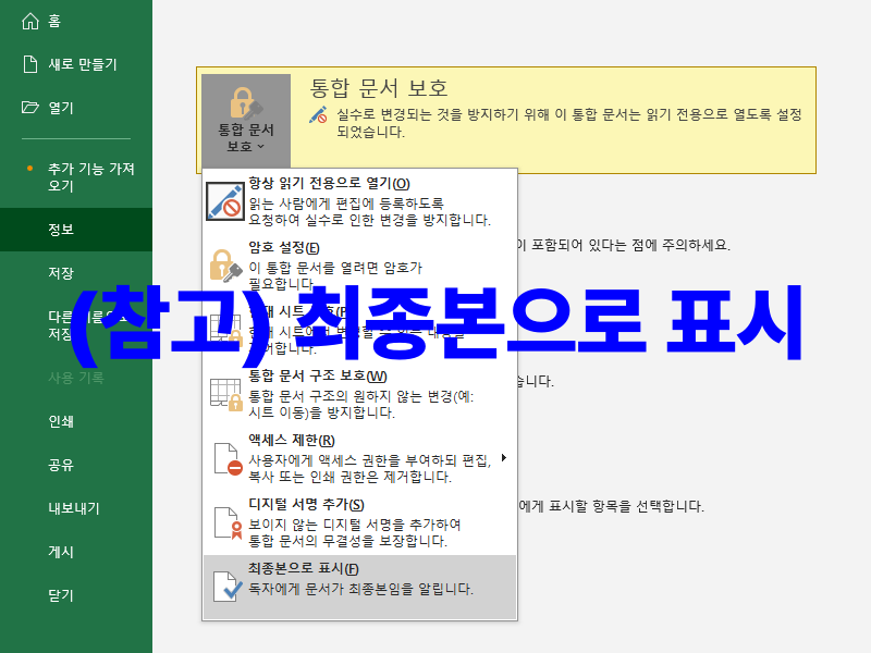 엑셀 읽기 전용 및 해제 설정 방법 네이버 블로그