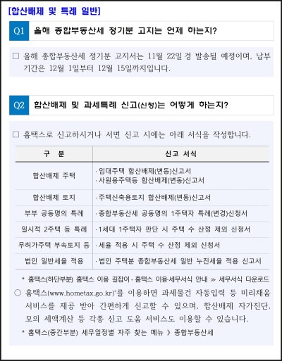 국세청 2024년 종합부동산세 합산배제 신고 과세특례 신청 안내 네이버 블로그
