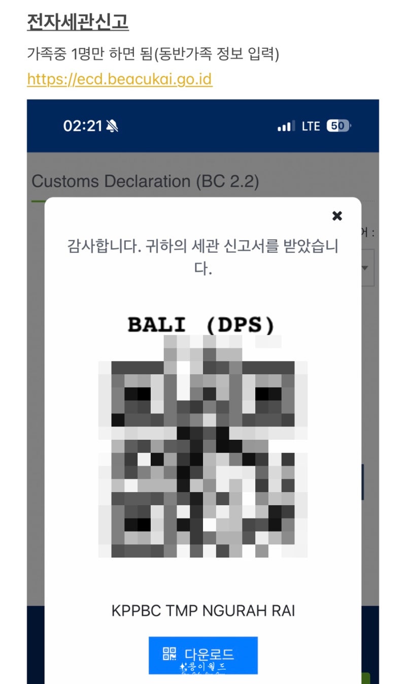 발리 공항 입국 체크리스트입국세 도착비자 전자세관신고 헬스패스 네이버 블로그