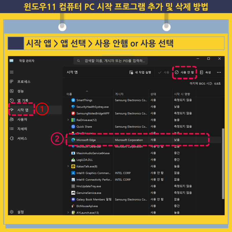윈도우11 컴퓨터 Pc 시작 프로그램 추가 및 삭제 방법 네이버 블로그