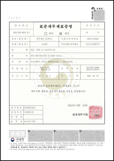 표준재무제표증명 발급 방법 3가지 홈택스 손택스 카카오톡 네이버 블로그