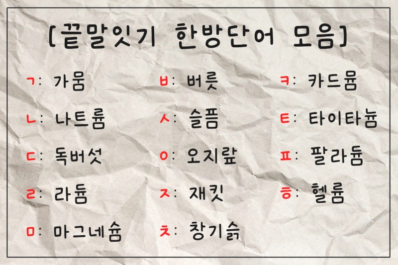끝말잇기 한방단어 모음 륨 릇 쁨 슘 꾼 뮴 늄 ㄹ 두음법칙 예시와 뜻 네이버 블로그
