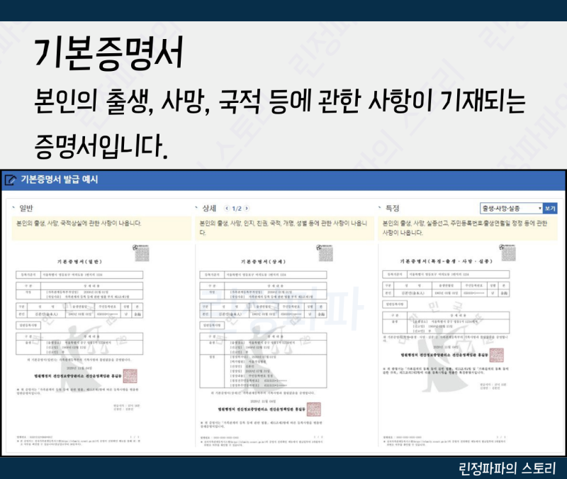 기본증명서 상세 인터넷발급 및 자녀 발급 방법 네이버 블로그