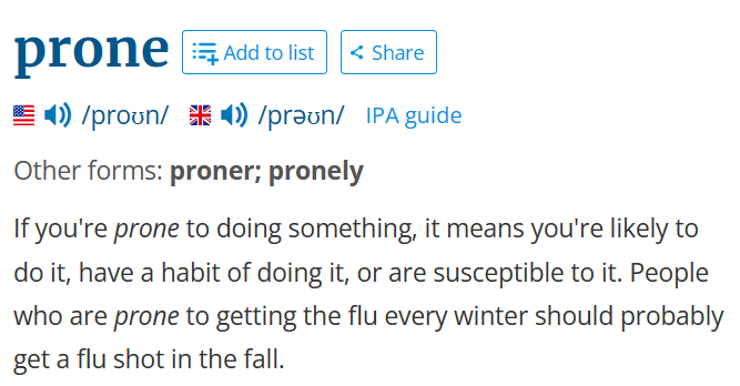 비 프론..? 그게 뭔데!! 'be prone to' 의미, 해석 방법, 예시 모음 한 번에 잡고 넘어가기 : 네이버 블로그